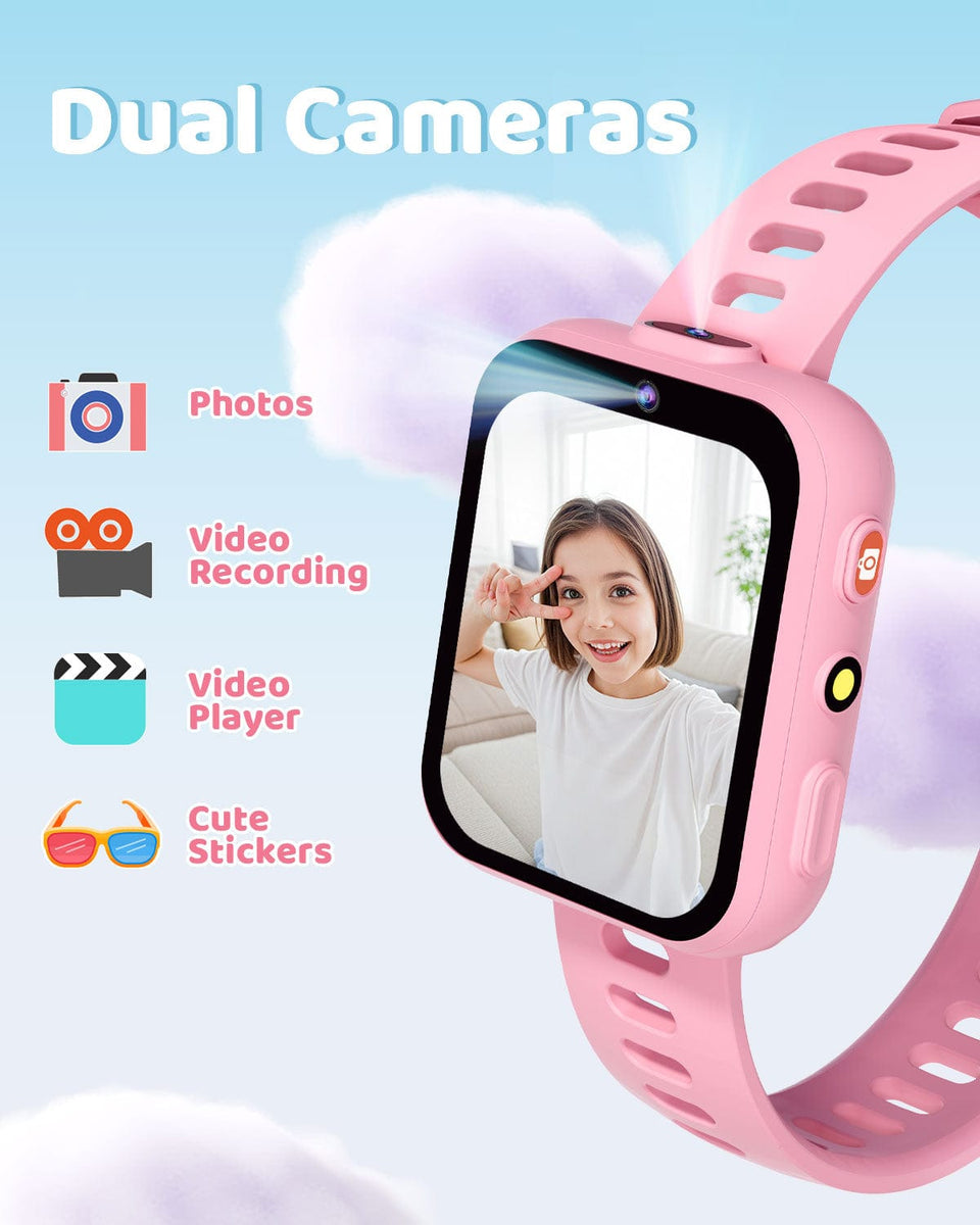 BIGGERFIVE Star 2 Kids Smart Watch with Dual Cameras, 30 Puzzle Games,