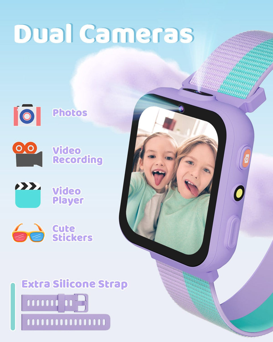 BIGGERFIVE Star 2 Kids Smart Watch with Dual Cameras, 30 Puzzle Games,